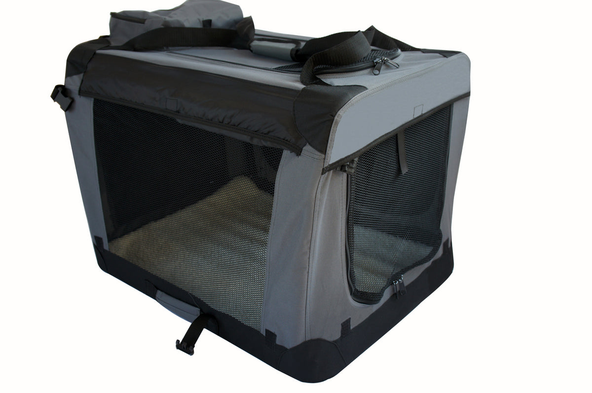 YES4PETS Large Fordable Soft Dog Cat Puppy Crate Bag With Curtain-Grey ...
