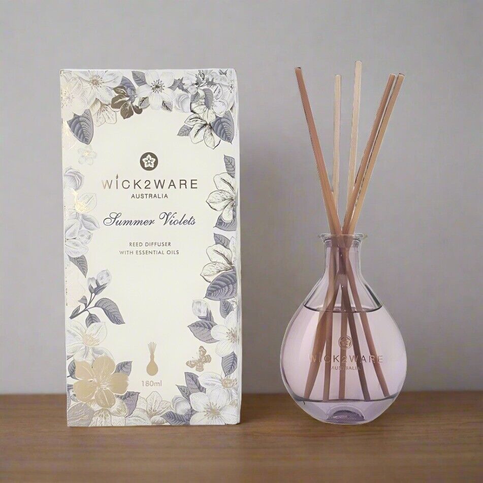 Wick2ware Australia 180ml Summer Violets Reed Diffuser with Essential ...